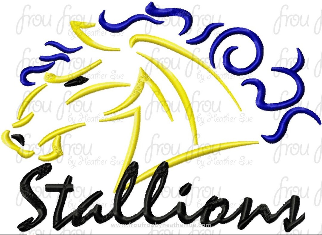 Stallions Mascot Sketch TWO Versions, With and Without Wording Digital ...