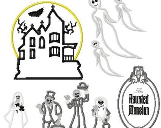 SEVEN Haunted House Design SET Halloween Machine Applique Embroidery ...