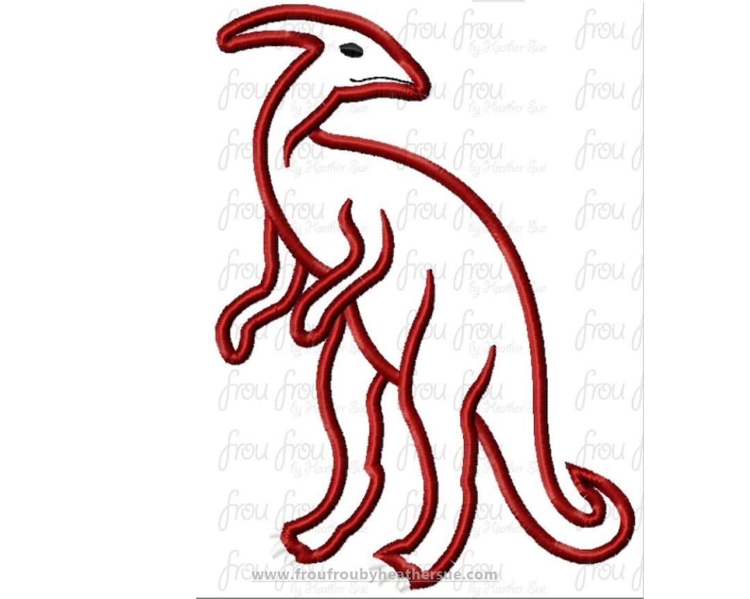 Parasaur Dinosaur Digital Embroidery Design Machine Filled and Applique ...