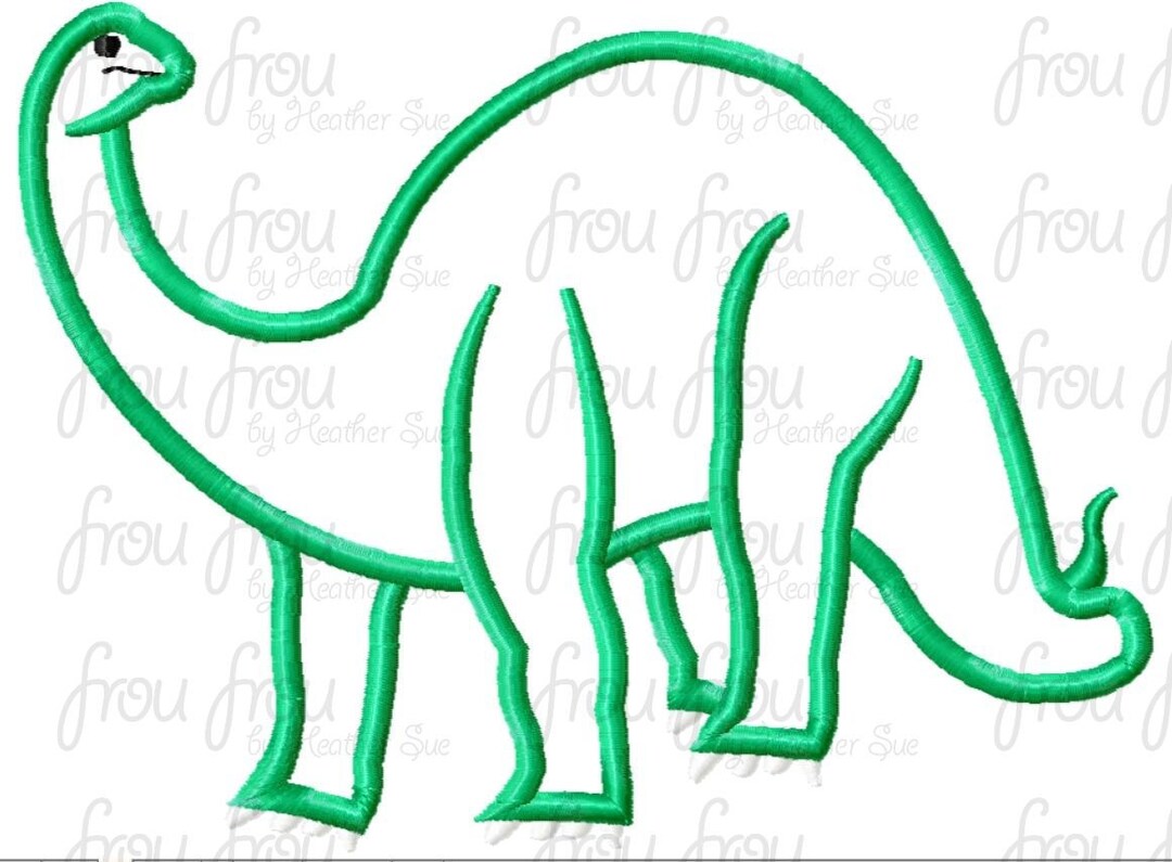Brontosaurus Dinosaur Digital Embroidery Design Machine Filled and ...