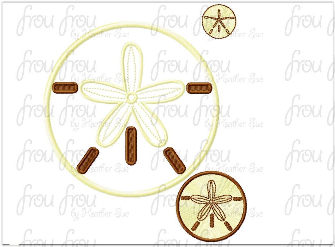 Sand Dollar Shell Beach Digital Embroidery Design Machine Filled and ...