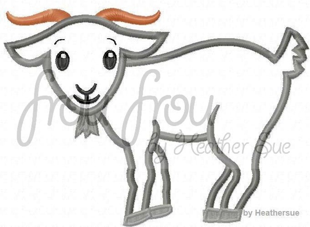 Goat Applique and Filled Machine Embroidery Design 1"-9" - Etsy
