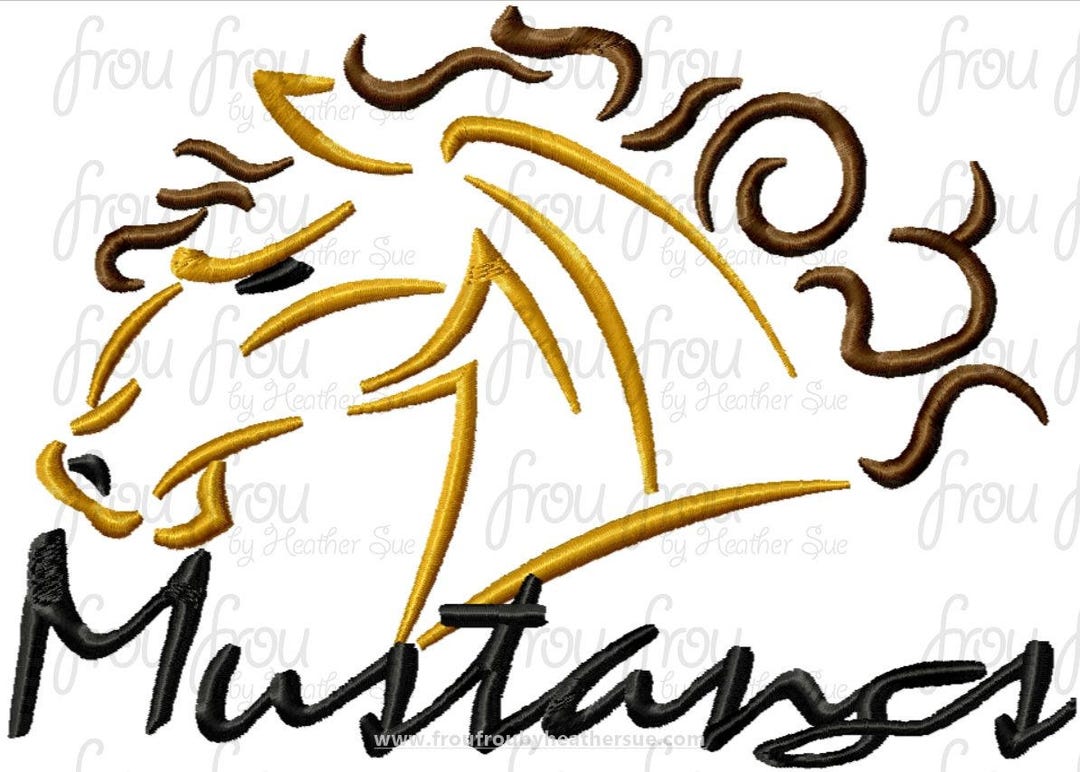 Mustangs Mascot Sketch TWO Versions, With and Without Wording Digital ...