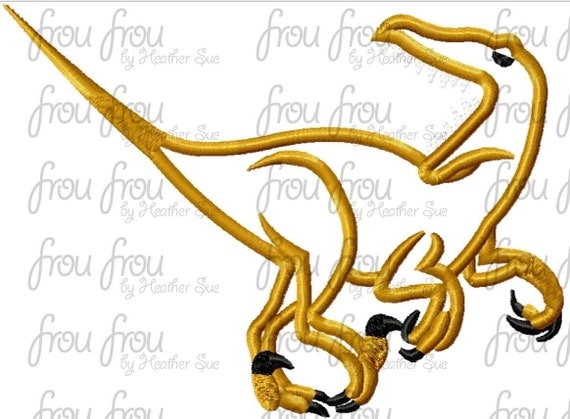 Velociraptor Dinosaur Digital Embroidery Design Machine Filled - Etsy
