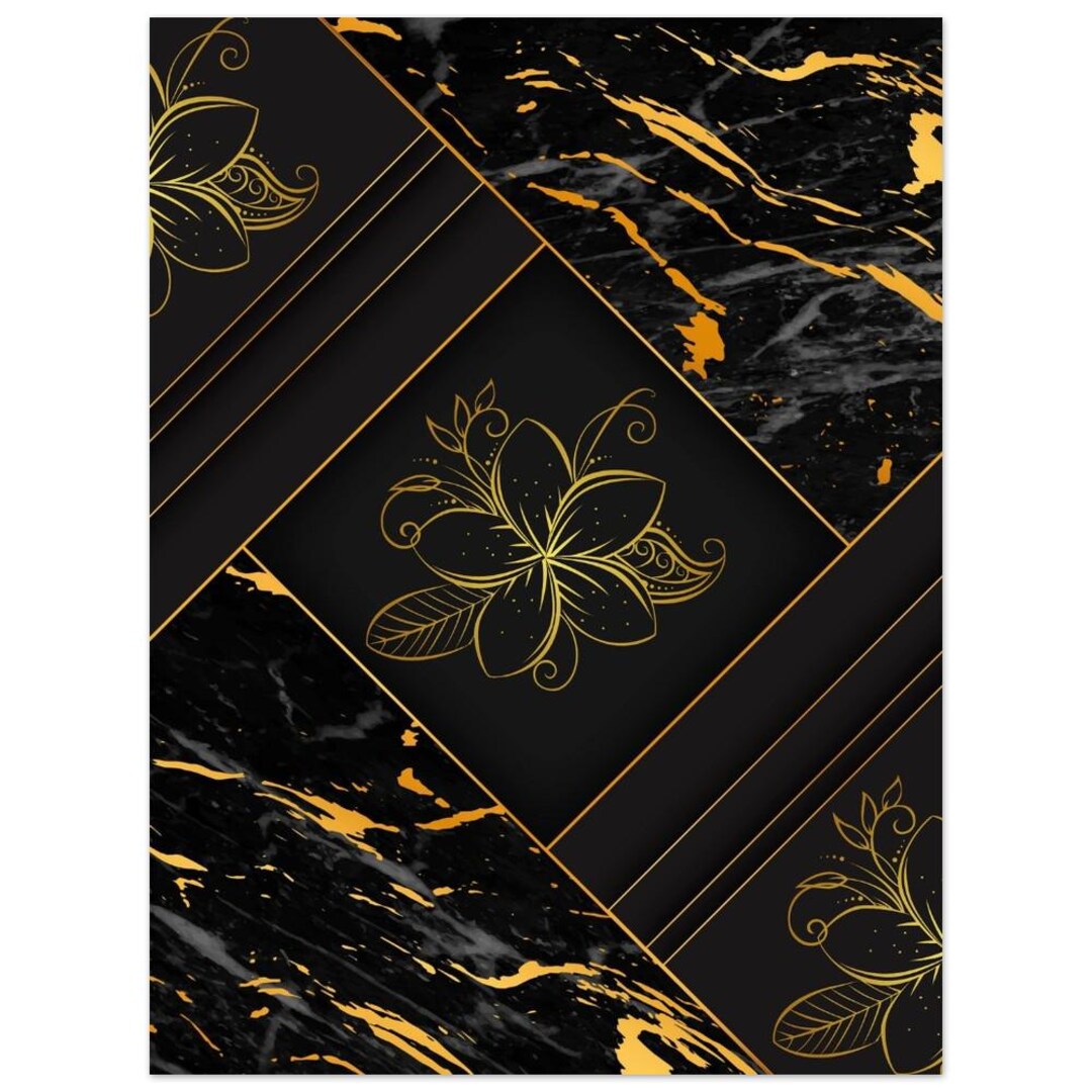 Flower Posters. Golden Flower Artwork Poster. Decor. Premium Matte ...
