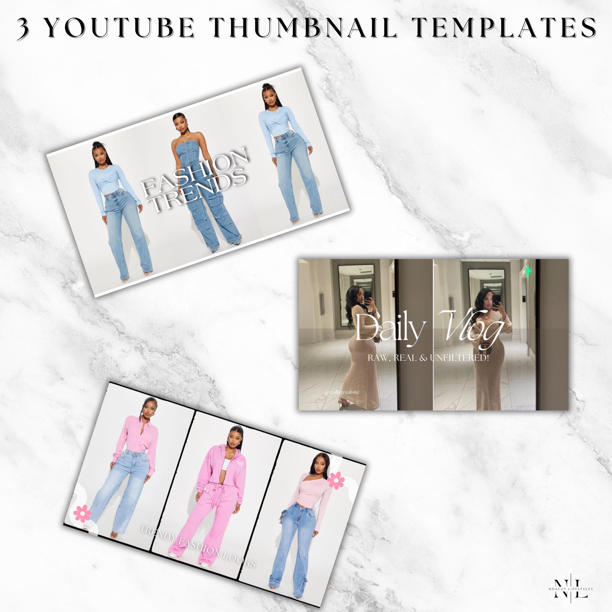 Youtube Thumbnail Template Bundle | 3 Youtube Thumbnails | Bundle ...