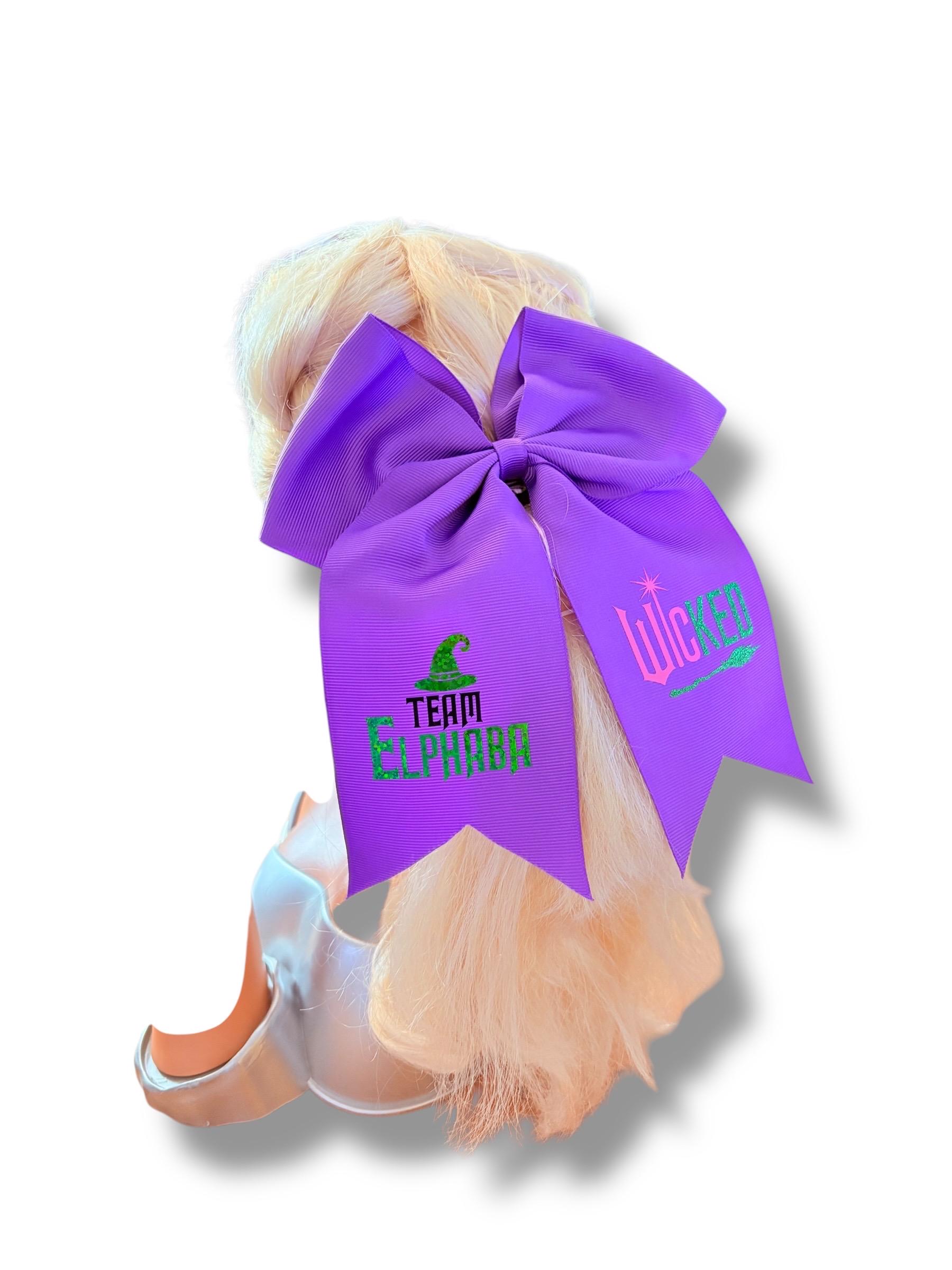 Team Elphaba Cheer Bow | Purple Hair Bow With Wicked Design | Broadway ...