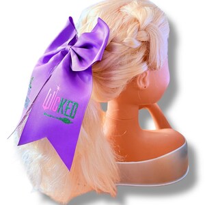 Team Elphaba Cheer Bow | Purple Hair Bow With Wicked Design | Broadway ...