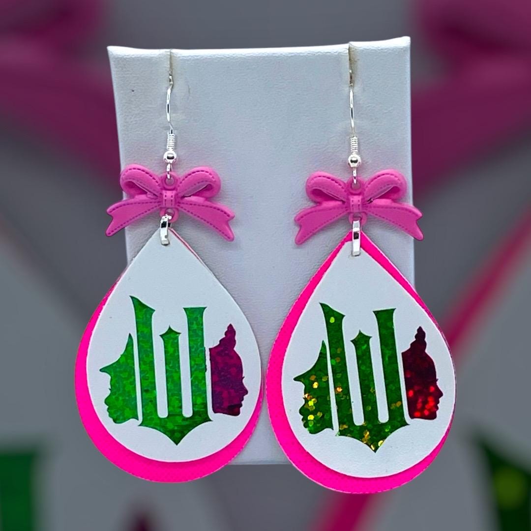 Wicked-inspired Earrings Elphaba and Glinda Silhouette Jewelry Pink and ...