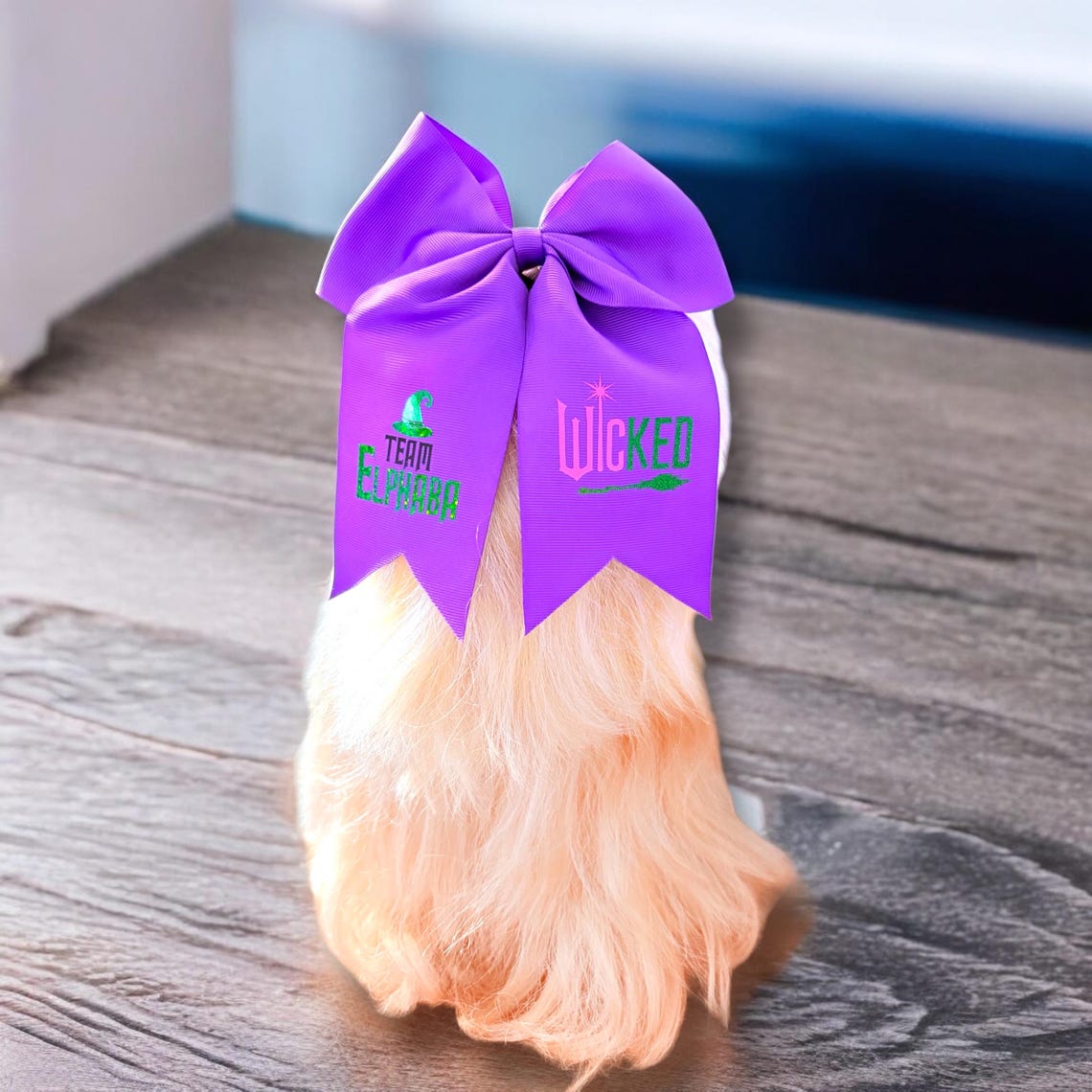 Team Elphaba Cheer Bow | Purple Hair Bow With Wicked Design | Broadway ...