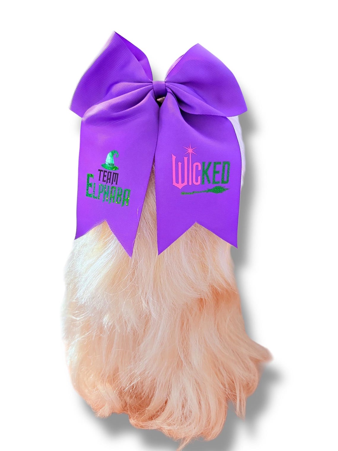 Team Elphaba Cheer Bow | Purple Hair Bow With Wicked Design | Broadway ...