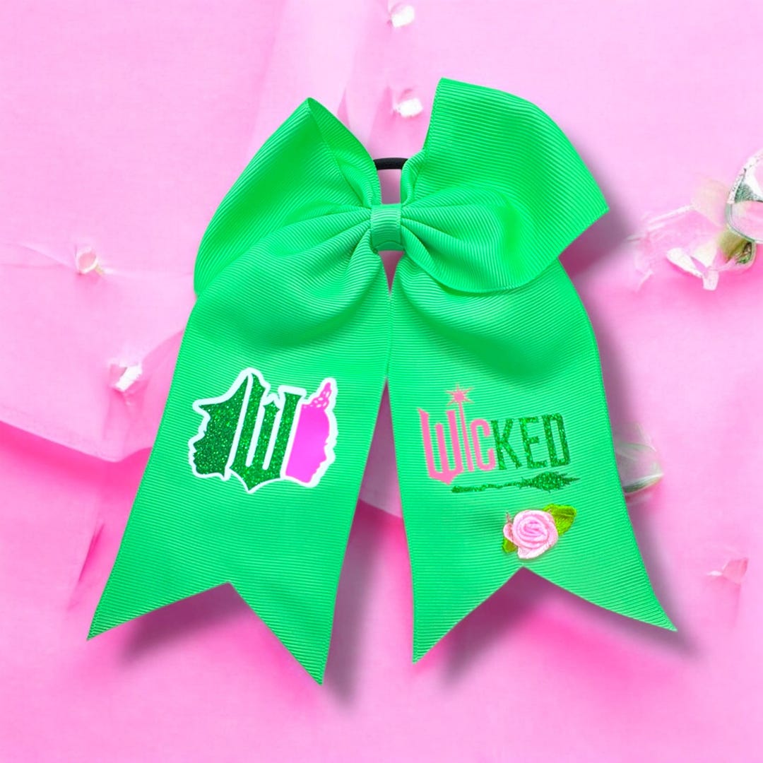 Wicked-inspired Cheer Bow | Green Hair Bow With Glinda & Elphaba ...