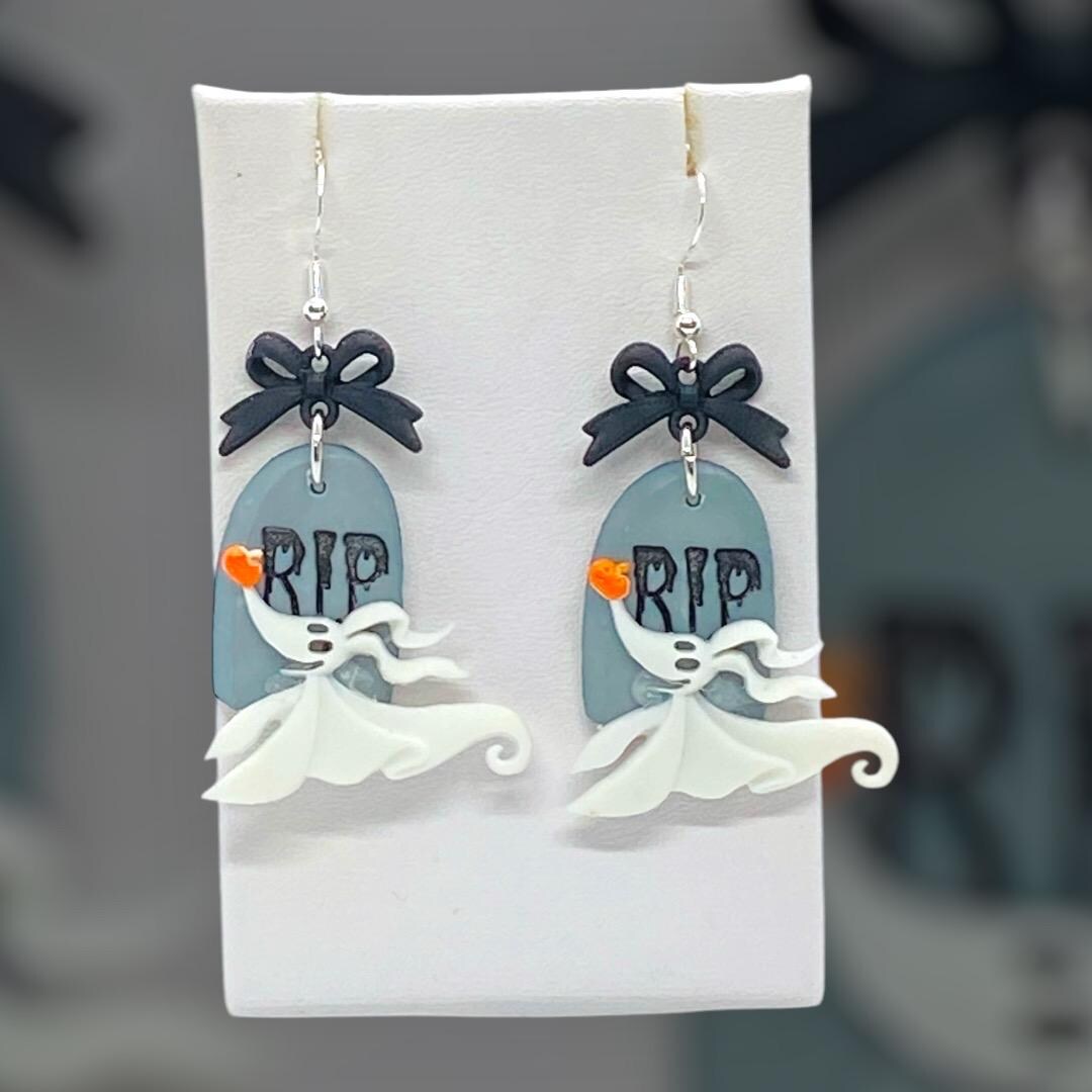 Nightmare Before Christmas Ghost Zero Tombstone Dangle Earrings - Etsy