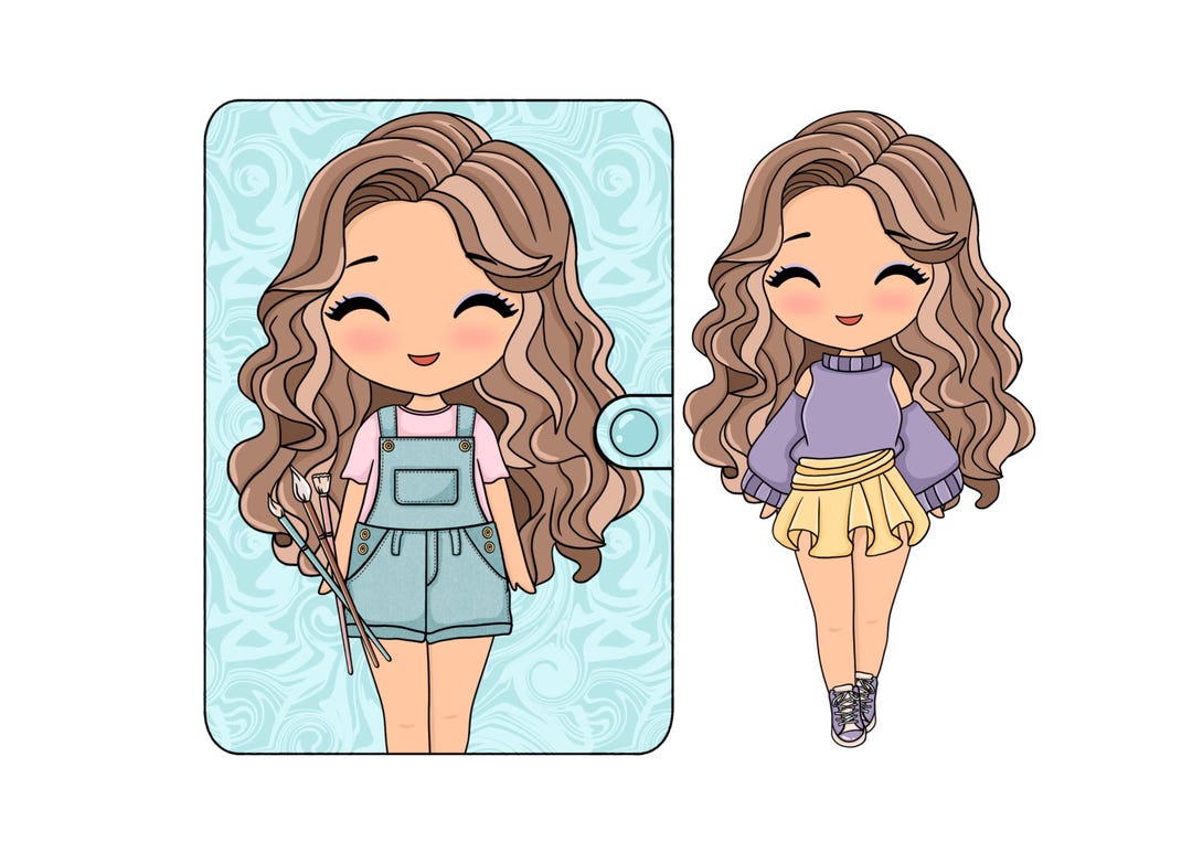 Artist Girl Paper Doll Template: Printable Kids Activity (PDF) - Etsy