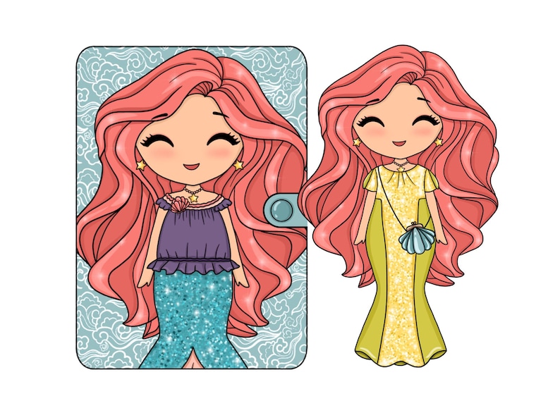 Printable Mermaid Paper Doll Template, Activities for Kids and Adults ...