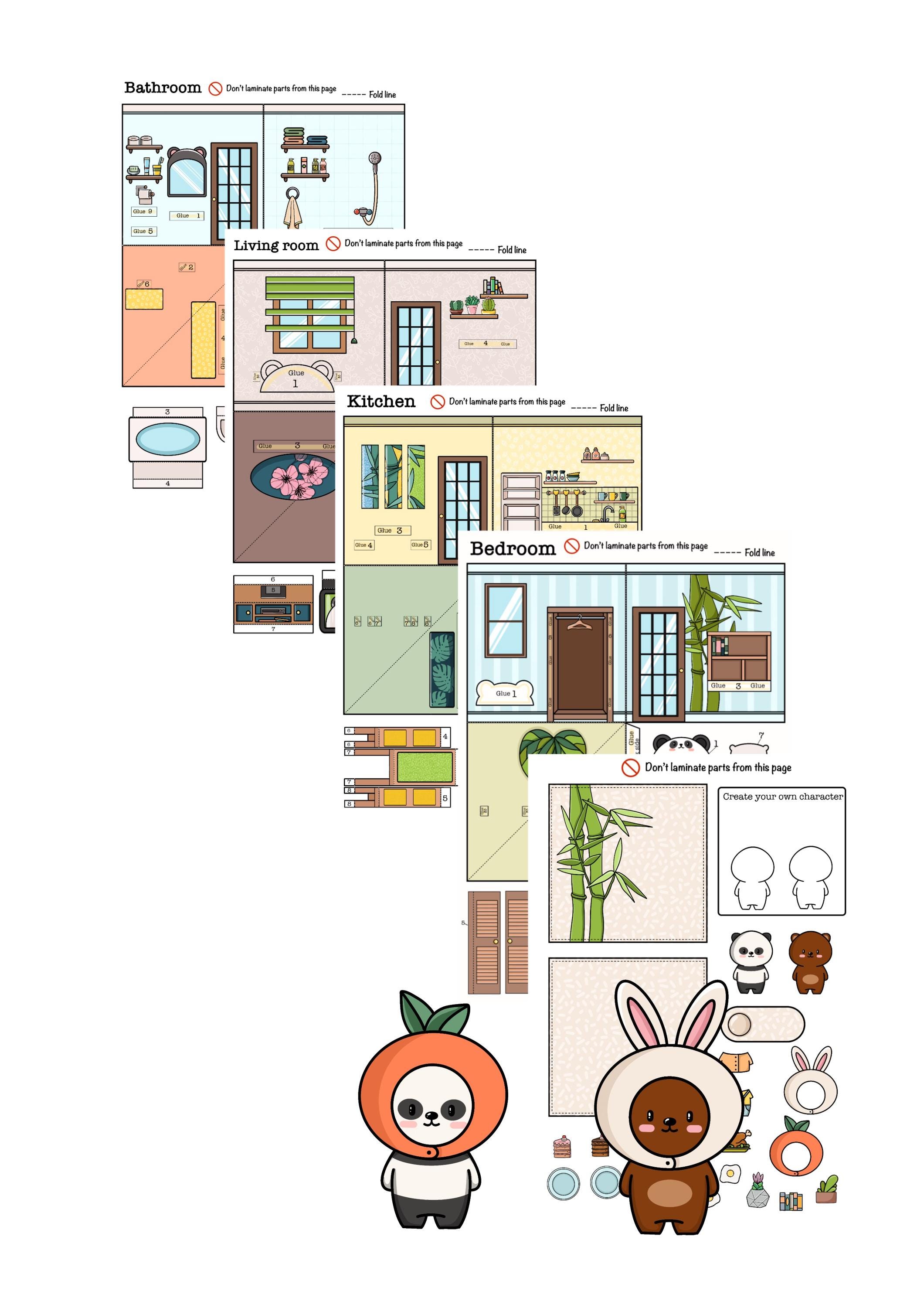 DIY Paper Doll Bear House: 3D Pop up (printable) - Etsy