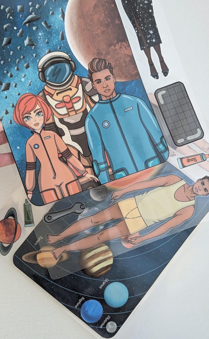 DIY Paper Dolls in Space With Clothes and Spacesuit PDF - Etsy