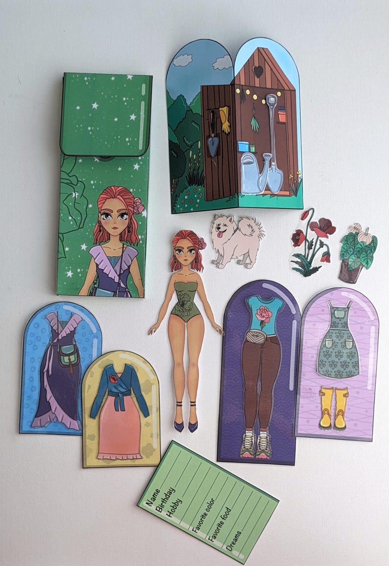 DIY Printable Paper Doll With Clothes and Garden Package PDF - Etsy