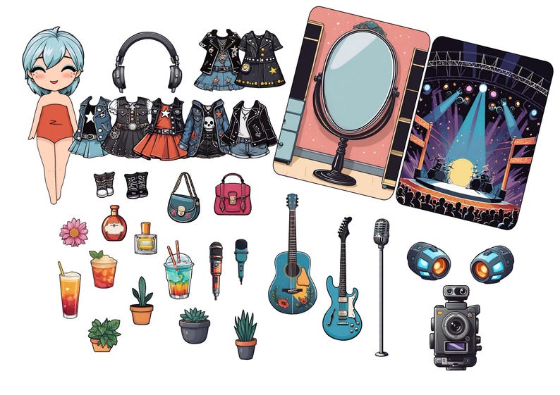 Rock Star Printable Paper Doll Template, Activities for Kids and Adults ...