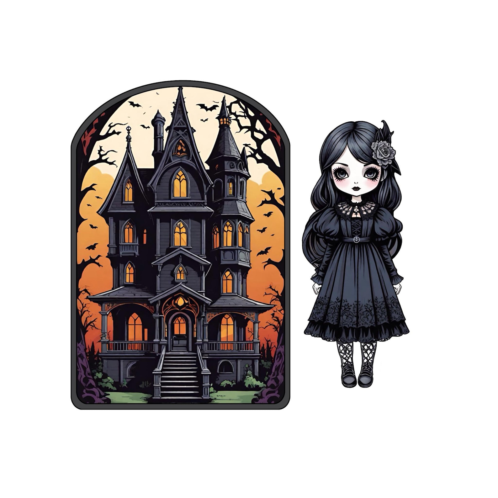 Gothic Paper Doll, Halloween Party, (digital Download) - Etsy