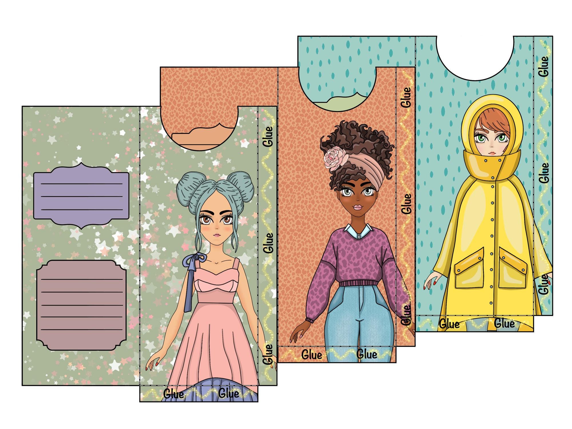 DIY Printable Three Different Paper Dolls With Clothes PDF - Etsy