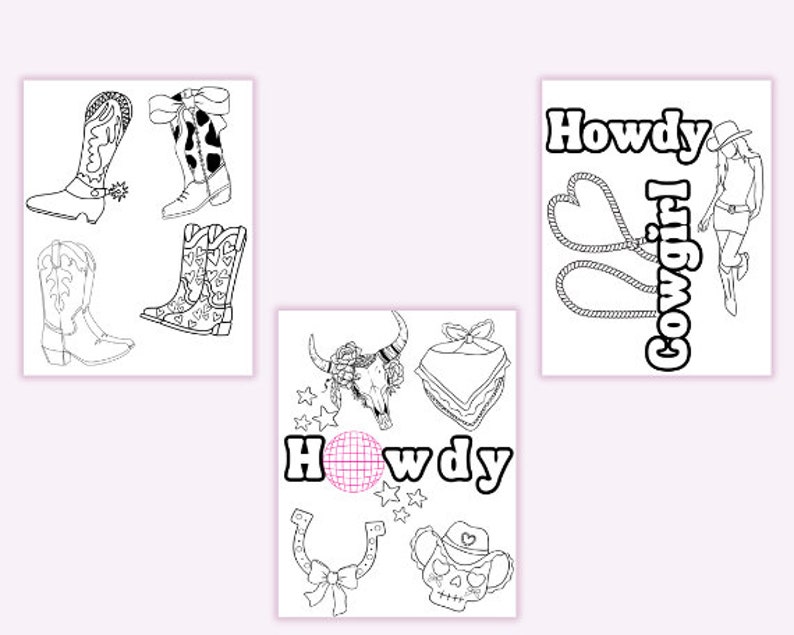 Yeehaw Cute Printable Cowgirl Colouring PDF, Fun and Easy to Colour ...