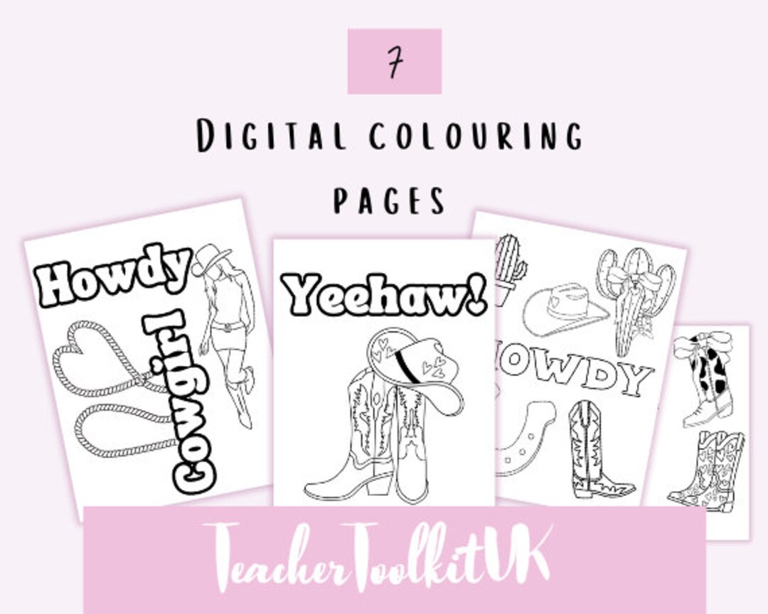 Yeehaw! Cute Printable Cowgirl Colouring PDF, Fun and Easy to Colour ...