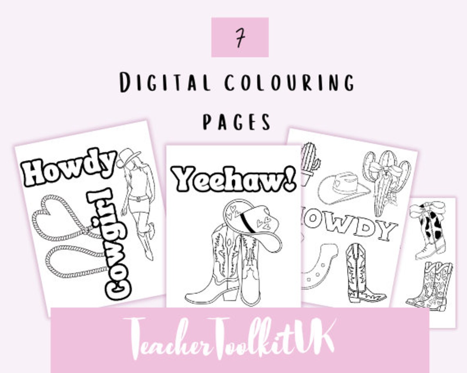 Yeehaw Cute Printable Cowgirl Colouring PDF, Fun and Easy to Colour ...