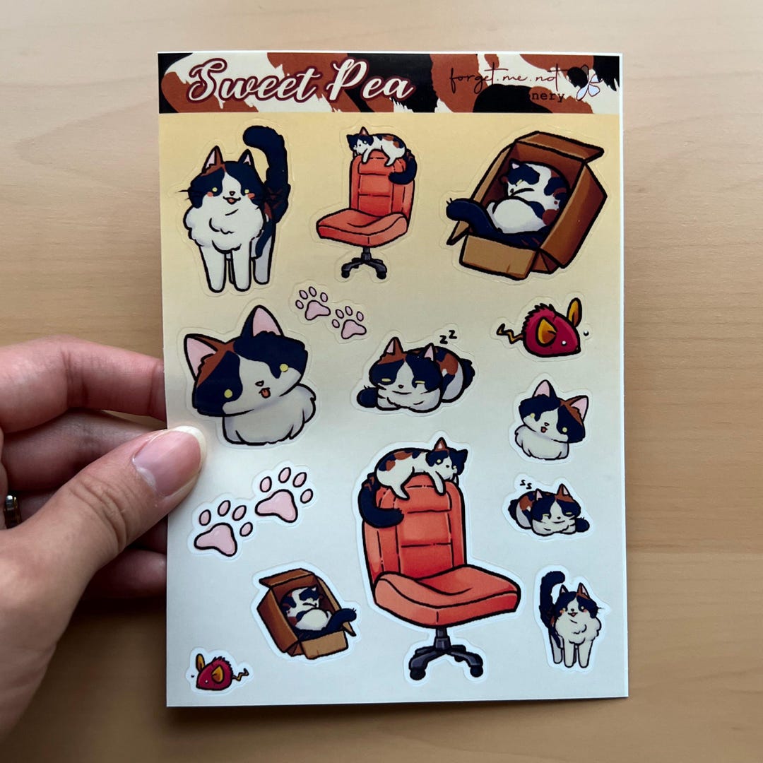 Sweet Pea Cat Stickers: Waterproof Vinyl Pet Commission - Etsy