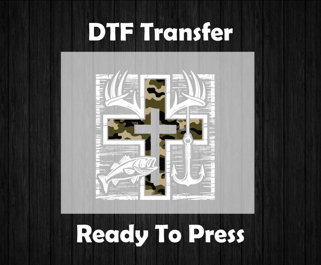 Camo Cross Hunting and Fishing DTF Transfer, Hunting DTF Transfer ...
