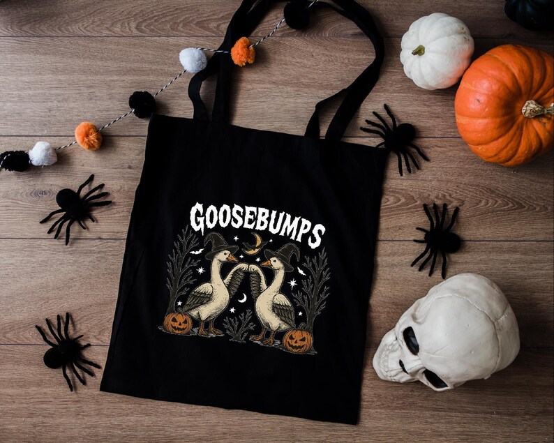 Halloween Goosebumps Tote Bag, Cute Halloween Tote Bag, Spooky Season ...