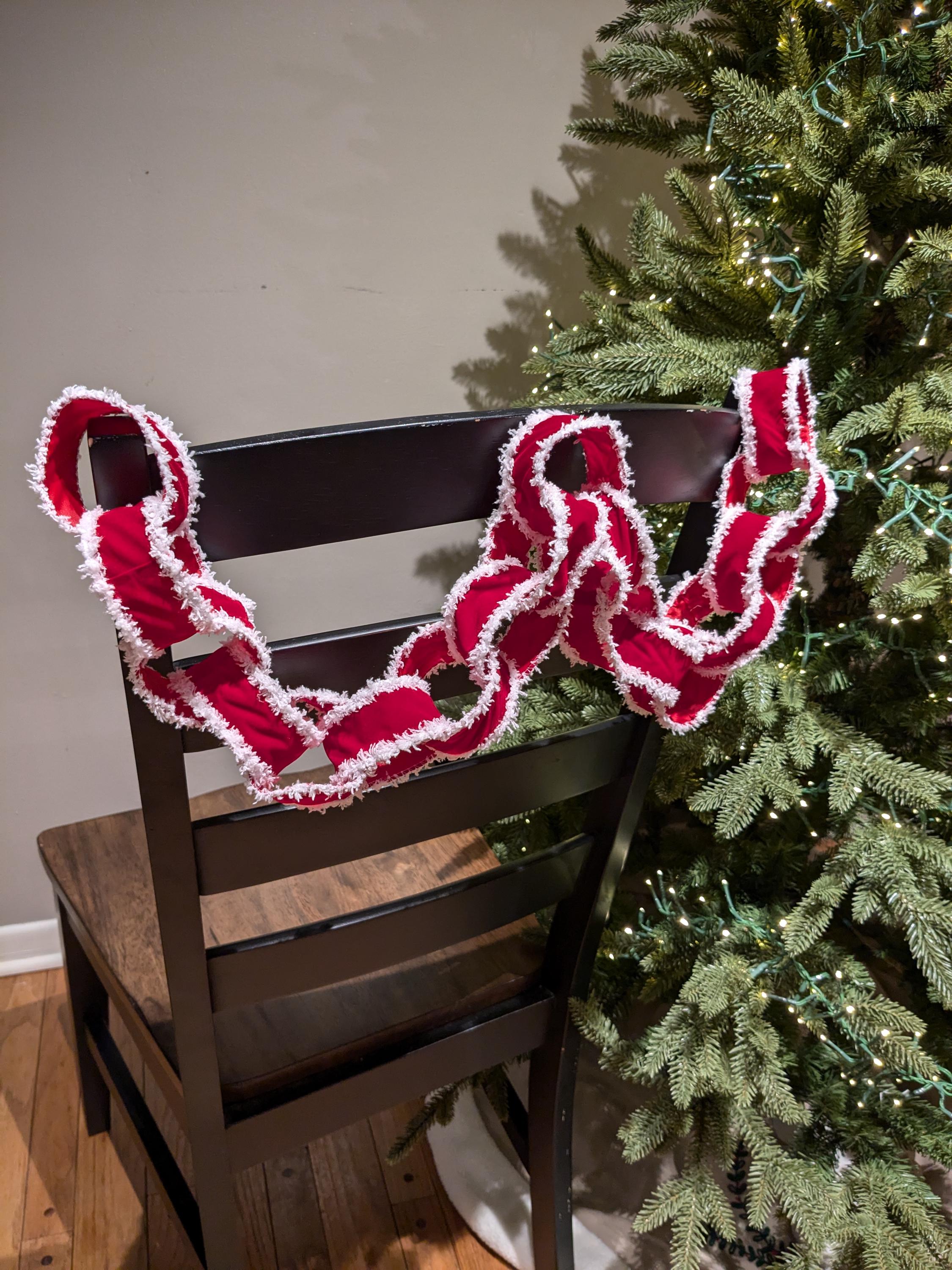 Ribbon 'paper' Chain, Red Ribbon Chain, Ribbon Garland, Red and White ...