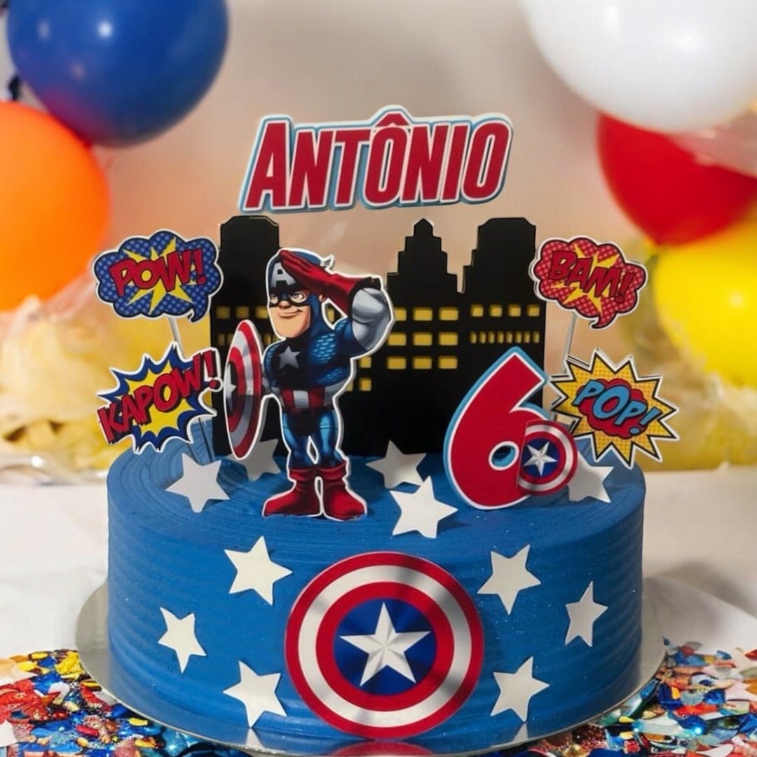 Captain America Cake Topper, Captain America Theme Topper, Captain ...