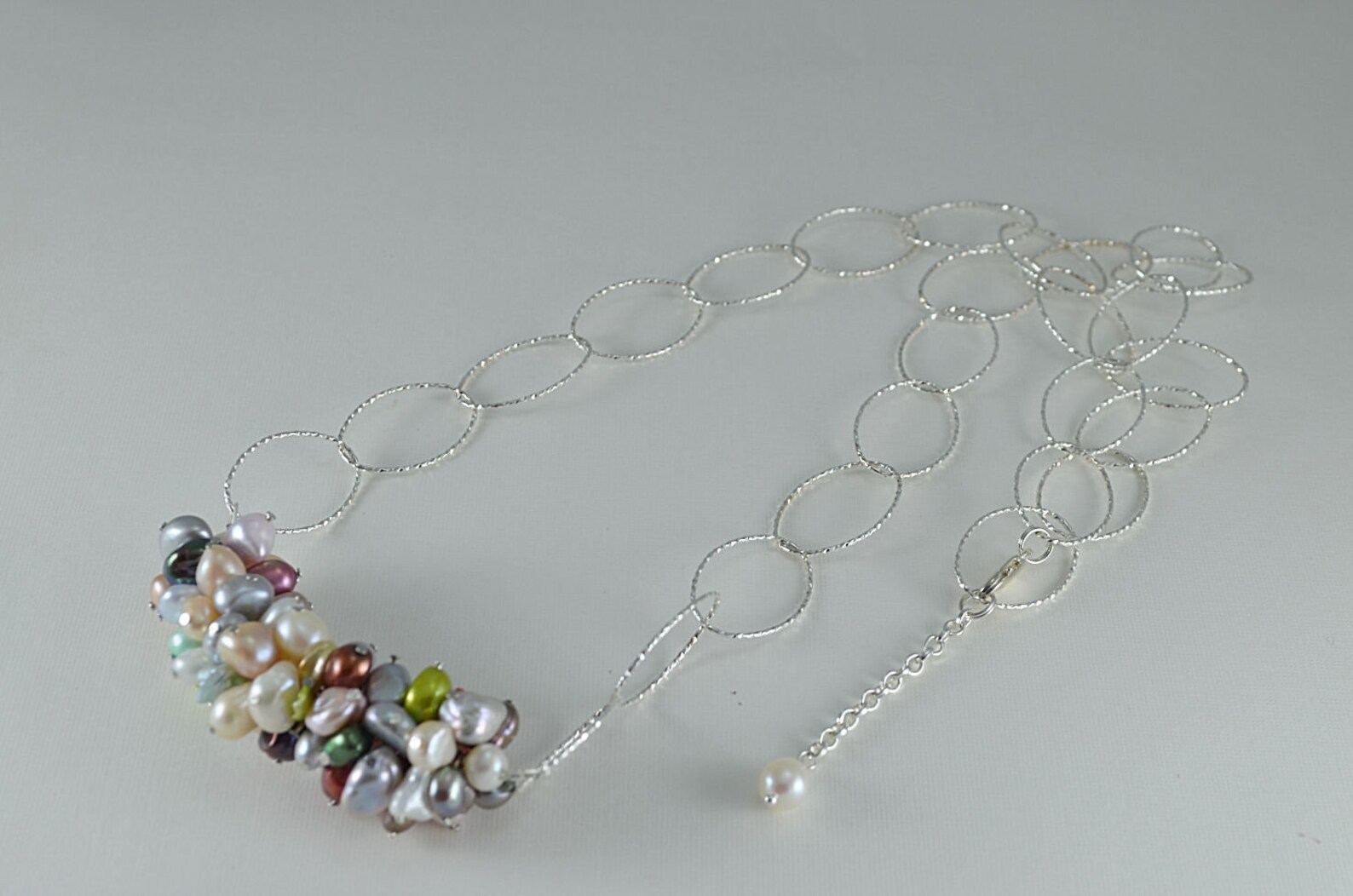 Multi Color Freshwater Pearl Cluster Chain Necklace - Etsy