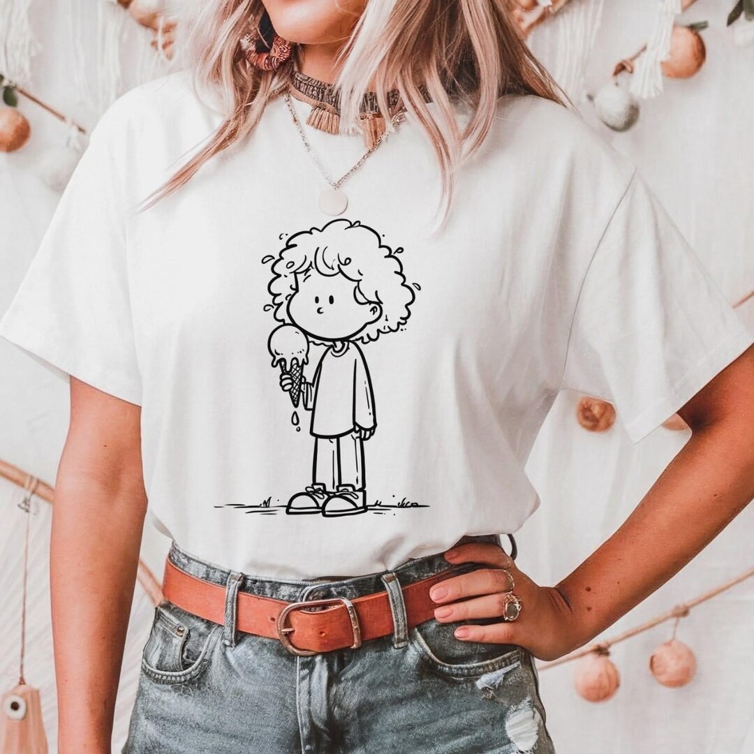 Cartoon Boy Line Art PNG | Ice Cream Clipart (digital Download) - Etsy