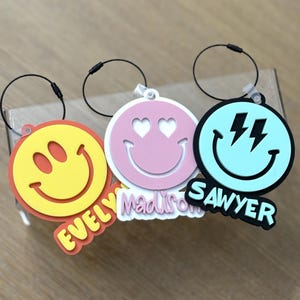 Smiley Face Backpack Keychains-bag Tags- Backpack Name Tags- Bog Bag ...