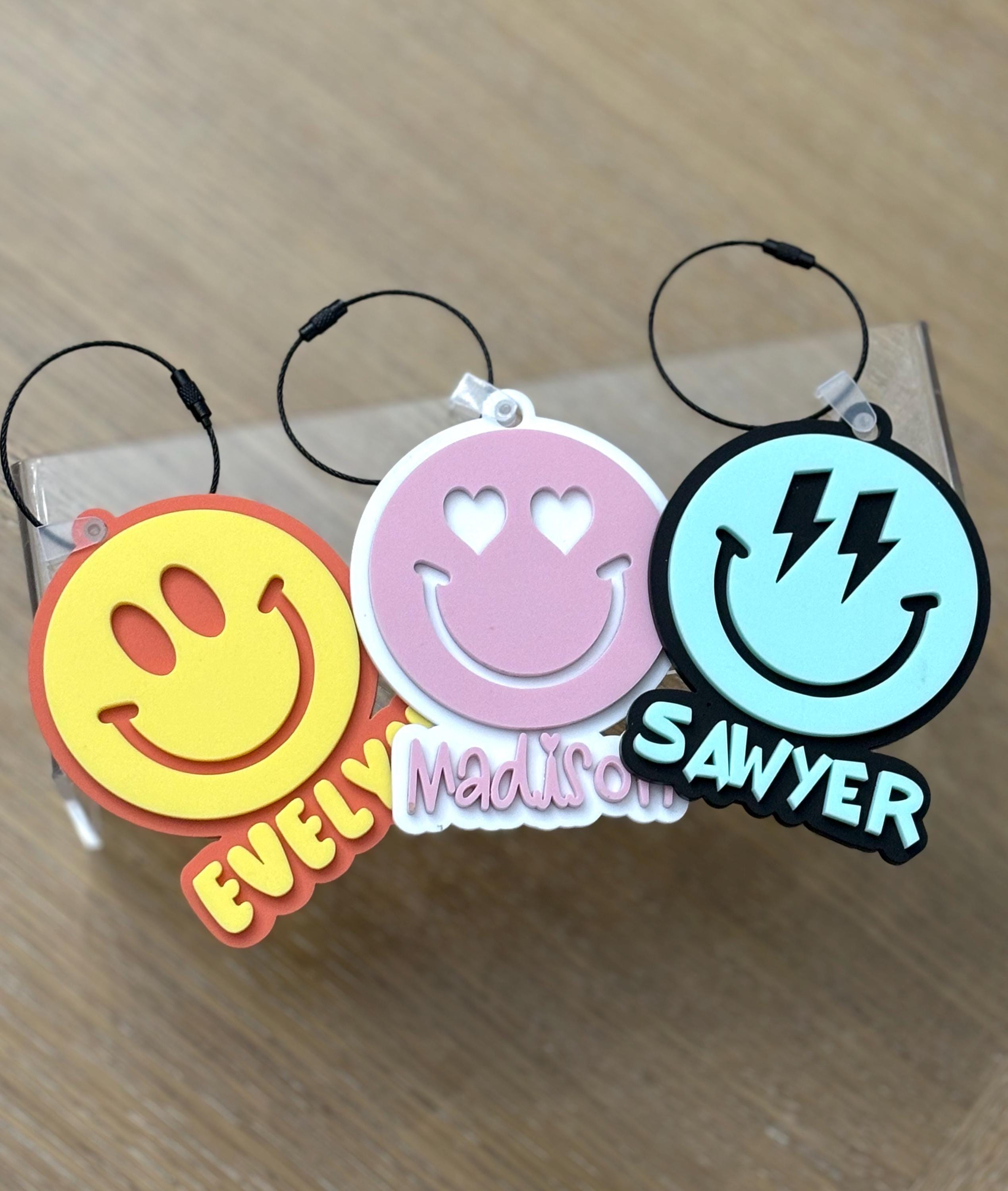 Smiley Face Backpack Keychains-bag Tags- Backpack Name Tags- Bog Bag ...