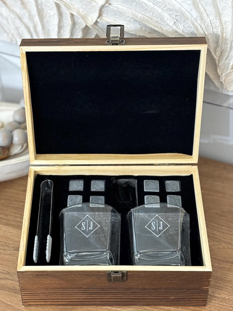 Signature Custom Whiskey Box and Glass Set, Men's Christmas Gift ...