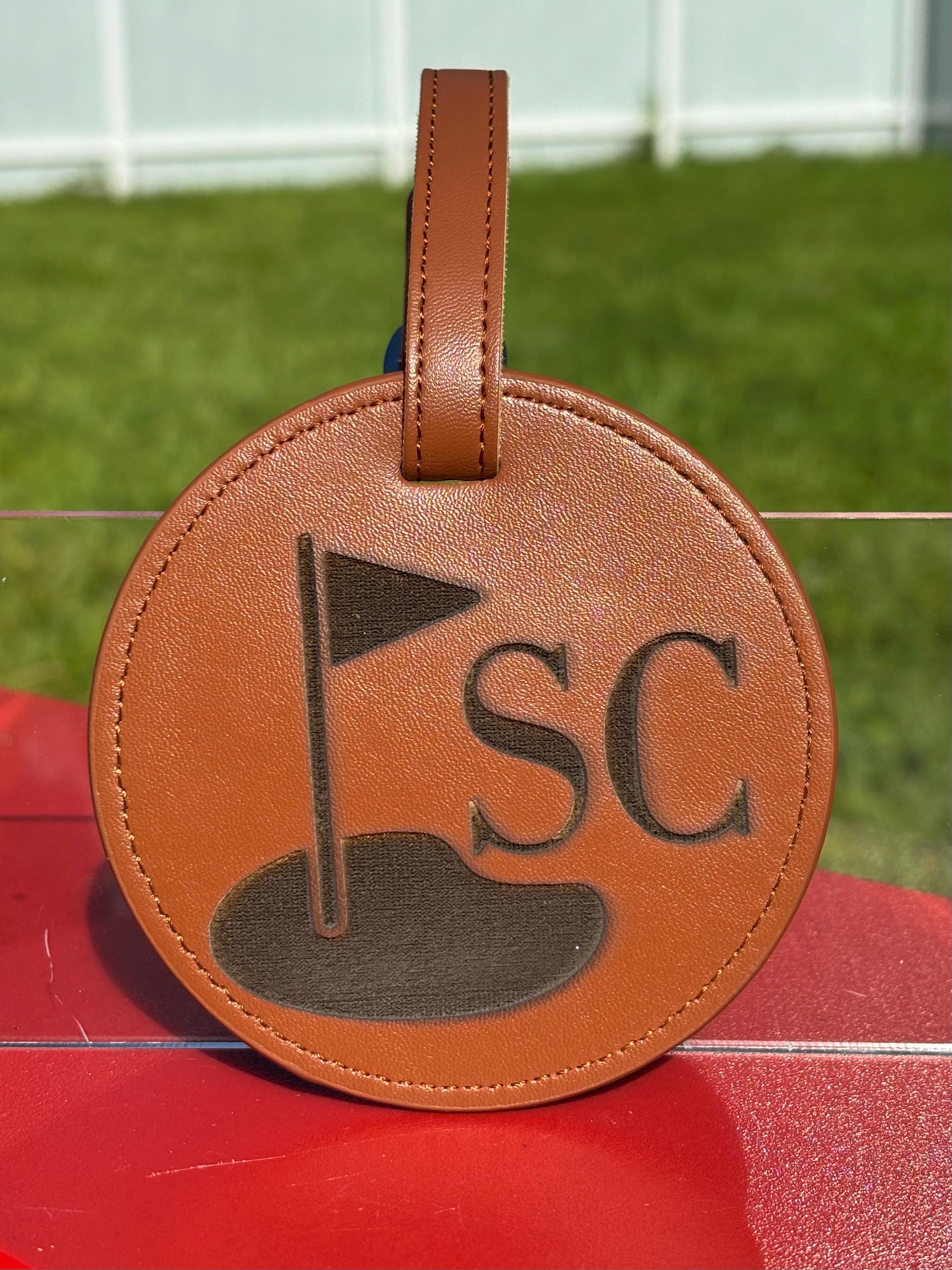 Engraved Leather Golf Bag Tag Gift, Personalized Golf Tee Holder ...