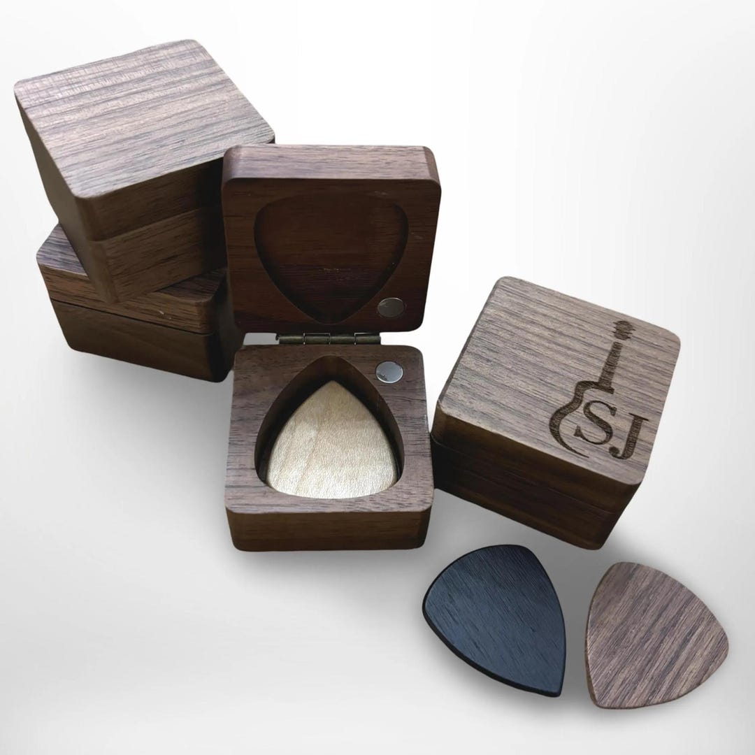 Guitar Picks Box - Custom Wooden Guitar Pick Holder & Plectrum ...