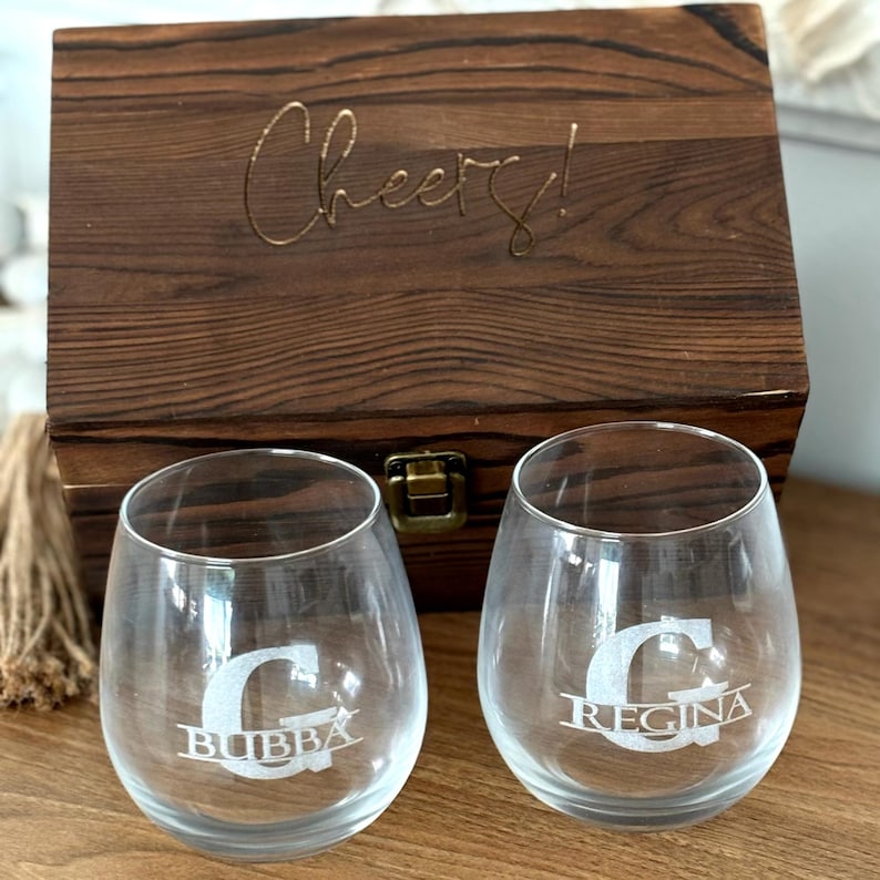 Engraved Wine Box Gift Set With Custom Wine Glasses, Perfect ...