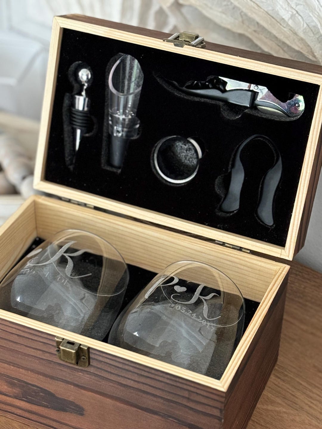 Personalized Wine Glass Set, Anniversary Gift, Wedding Gift for Couple ...