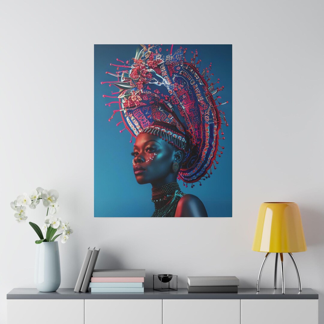 Matte Canvas, Stunning Africa Woman Oil Paint Wall Art - Vibrant ...