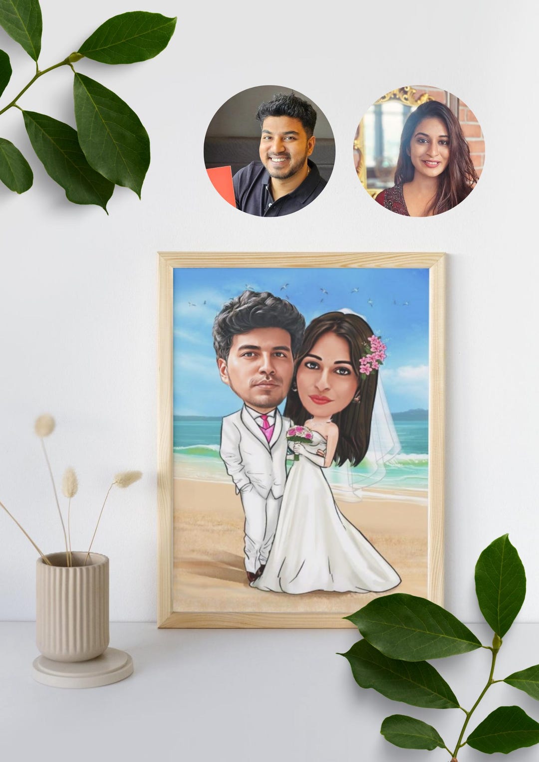 Personalized Wedding Cartoon Portrait, Custom Couple Caricature ...