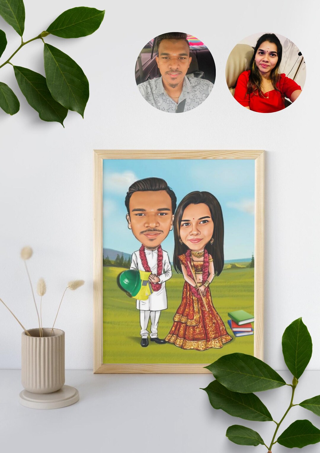 Personalized Wedding Cartoon Portrait, Custom Couple Caricature ...