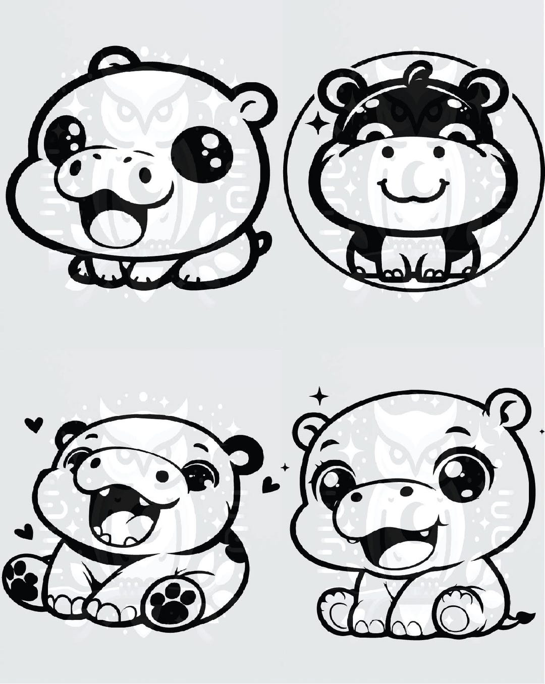 Happy Moo Deng Digital SVG, XCS, PNG, Pdf Files | Cute Baby Hippo ...