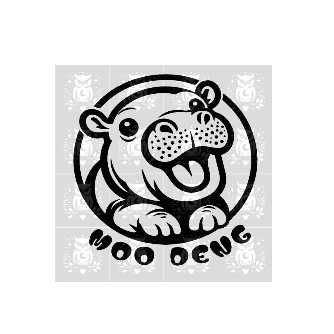 Happy Moo Deng Digital SVG, XCS, PNG File | Hippo Lover Laser Instant ...