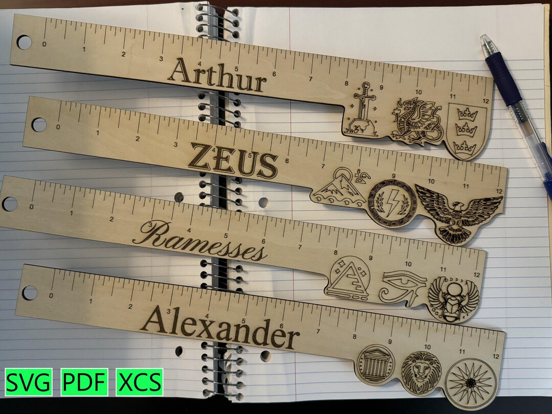 Digital Historical and Mythical 12 Inch School Rulers Laser Cut Files ...