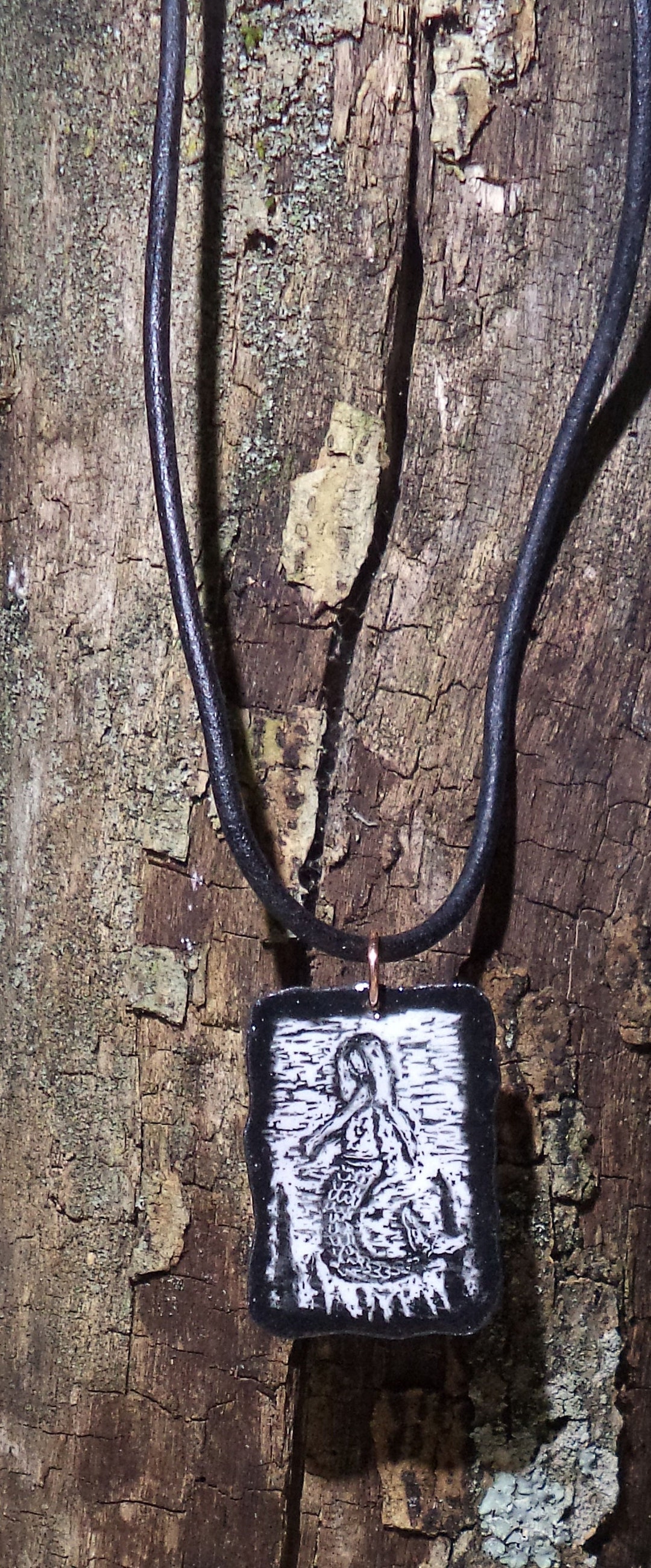 Merna the Mermaid ; a Glass Fused Copper Pendant of Merna the Mermaid ...