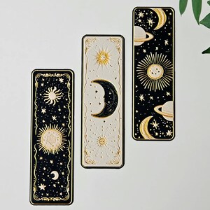 Celestial Bookmarks Set: Cosmic Sun, Moon & Planet Designs - Etsy